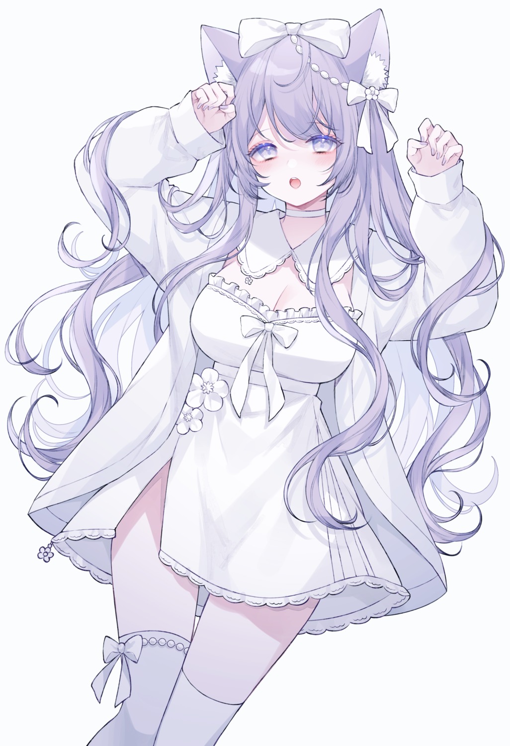 ting animal ears cleavage dress garter nekomimi thighhighs | #1063697 | yande.re